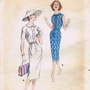 1950s Misses Tab Front Spectator Dress Butterick 8571 Vintage Sewing ...