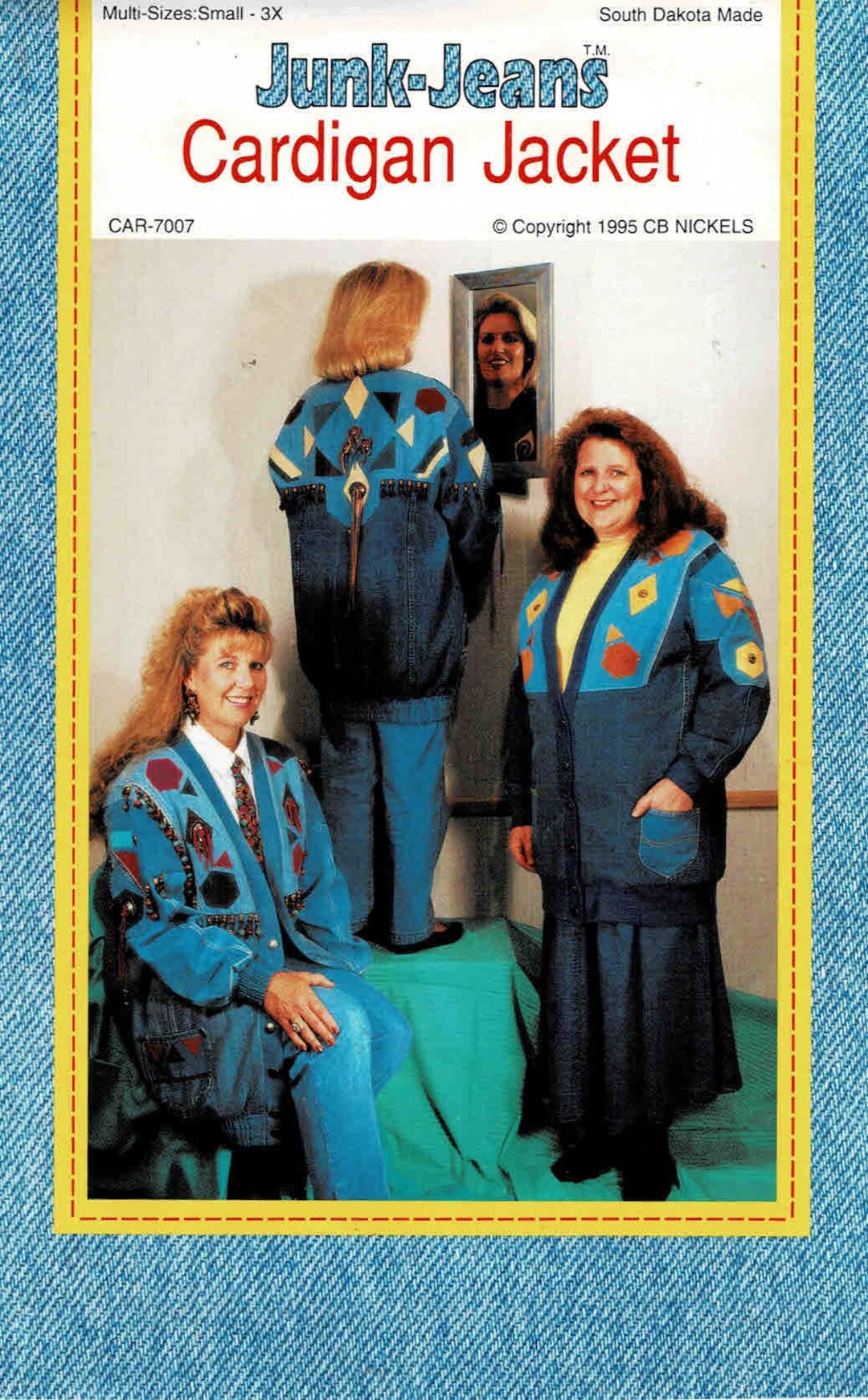 Junk Jeans Cardigan Jacket CB Nickels Car-7007 Vintage Sewing Pattern ...