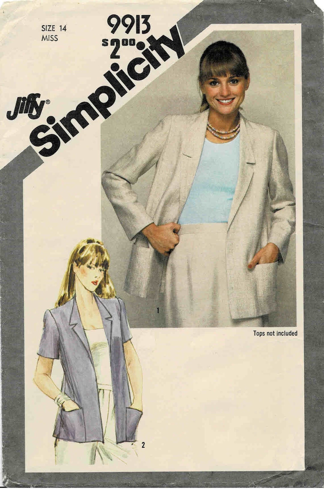 1980s Misses Funnel Neck Jacket Simplicity 9913 Vintage Sewing Pattern ...