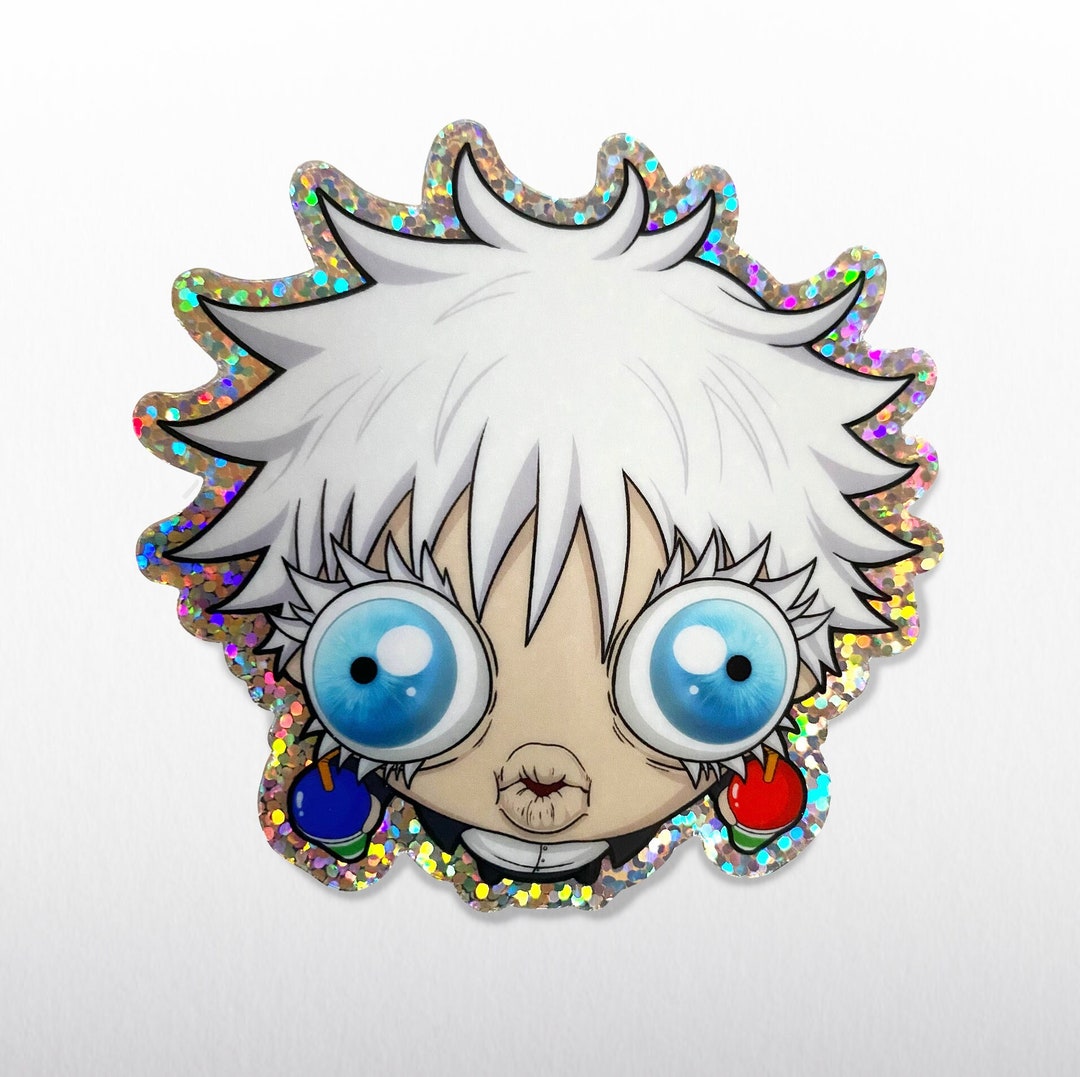 Bug-eyed Gojo Glitter Sticker - Etsy