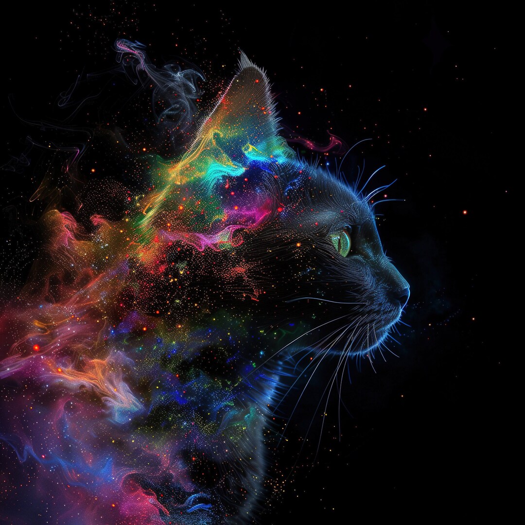 Galactic Cat Poster - AI Art, Printable Wall Decoration, Celestial ...