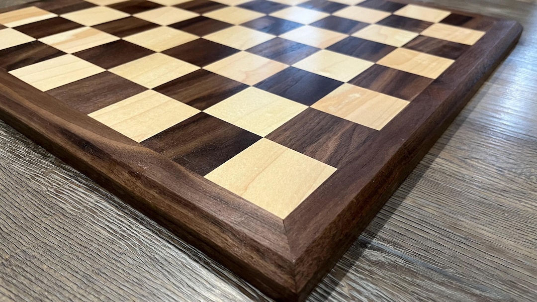 Modern Style Full Size Chess Board - Maple and Walnut Spaces With ...