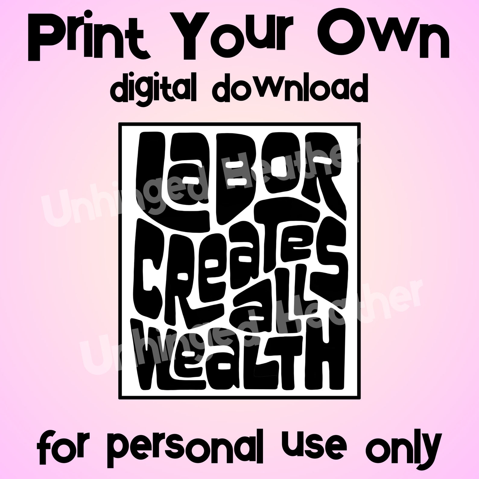 Labor Creates All Wealth Word Art - Cricut/cnc/silhouette Cut File, SVG ...