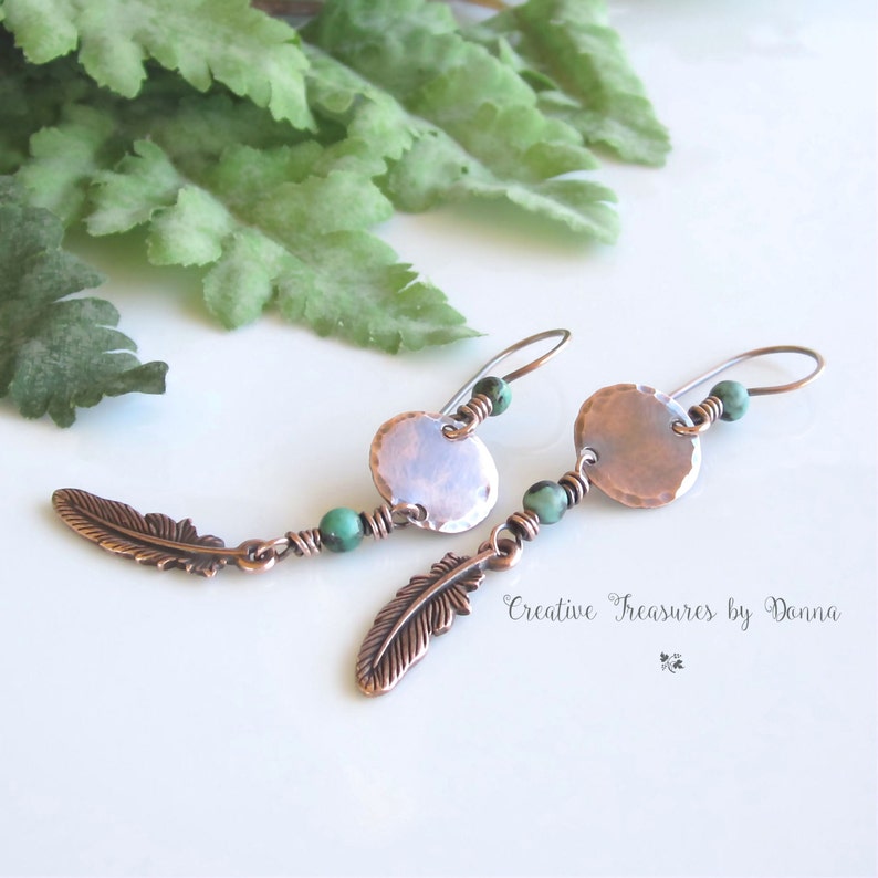Southwest Copper Earrings Turquoise Gemstones Tierra Cast Copper