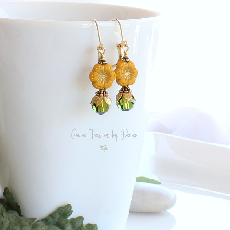 Yellow Flower Earrings Gold Plated Earrings Premium - Etsy