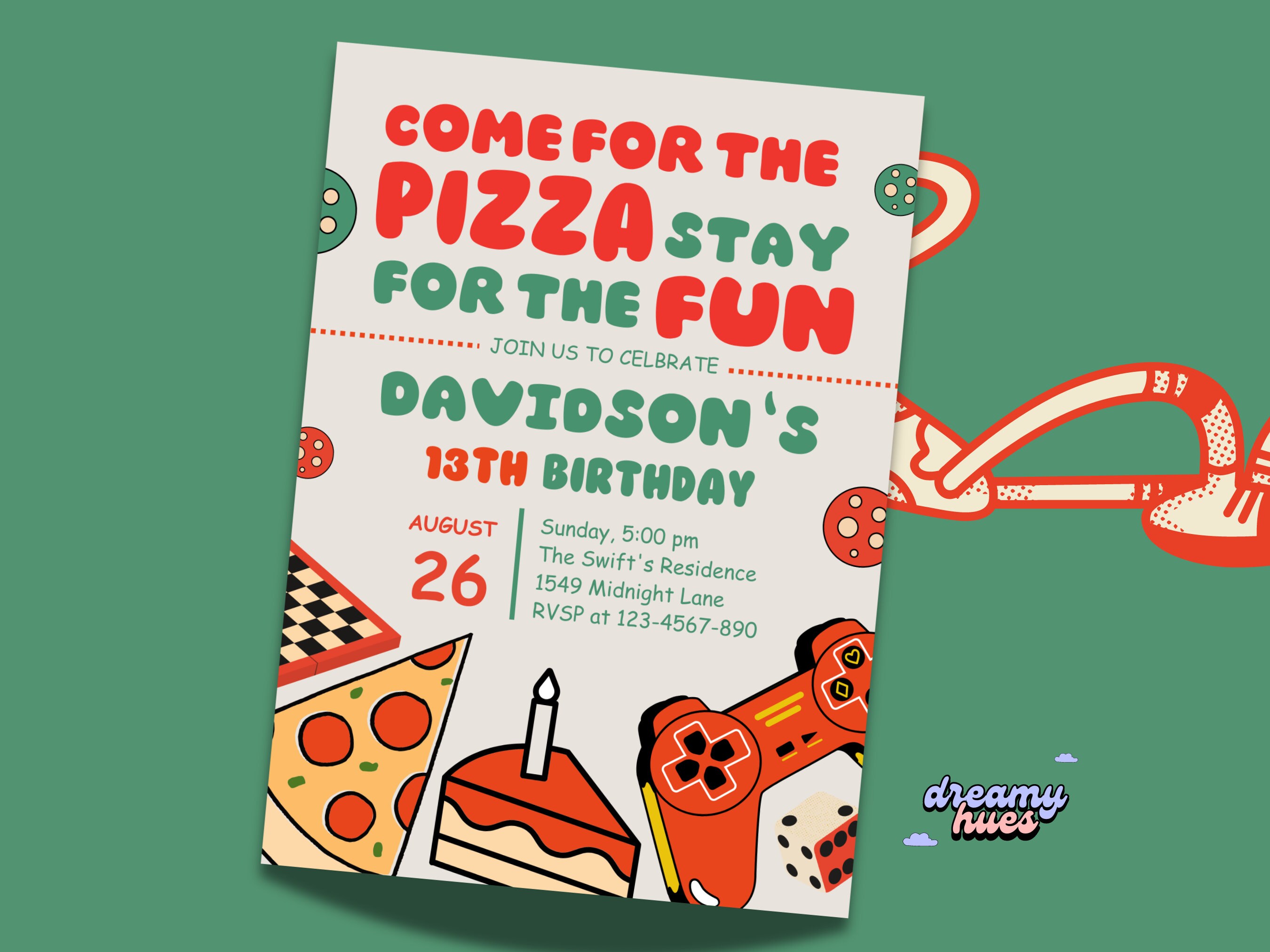 Pizza Birthday Invitation, Boy Birthday Invitation, Teenager Birthday ...
