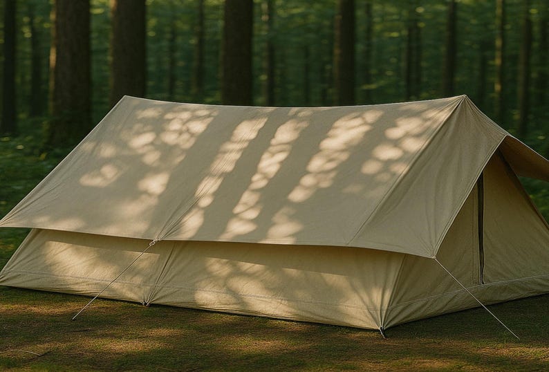 2-4 Person Rectangular Glamping Tent, Waterproof Rectangle Camping Tent ...