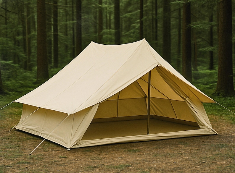 2-4 Person Rectangular Glamping Tent, Waterproof Rectangle Camping Tent ...