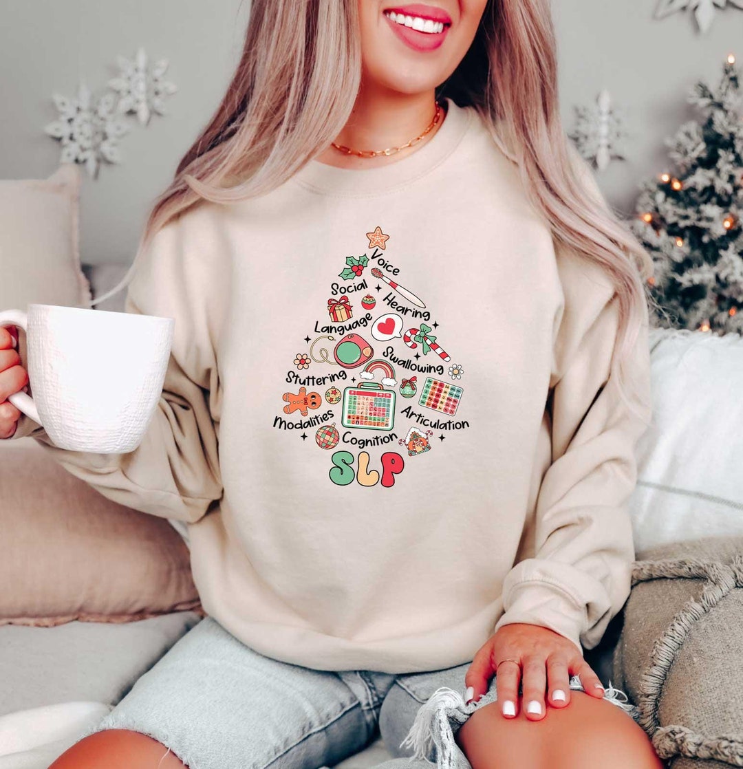 SLP Christmas Tree Sweatshirt, Christmas Tree Sweater, Christmas SLP ...