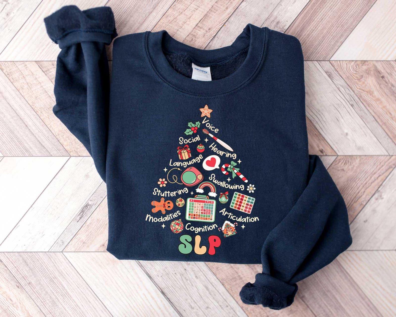 SLP Christmas Tree Sweatshirt, Christmas Tree Sweater, Christmas SLP ...