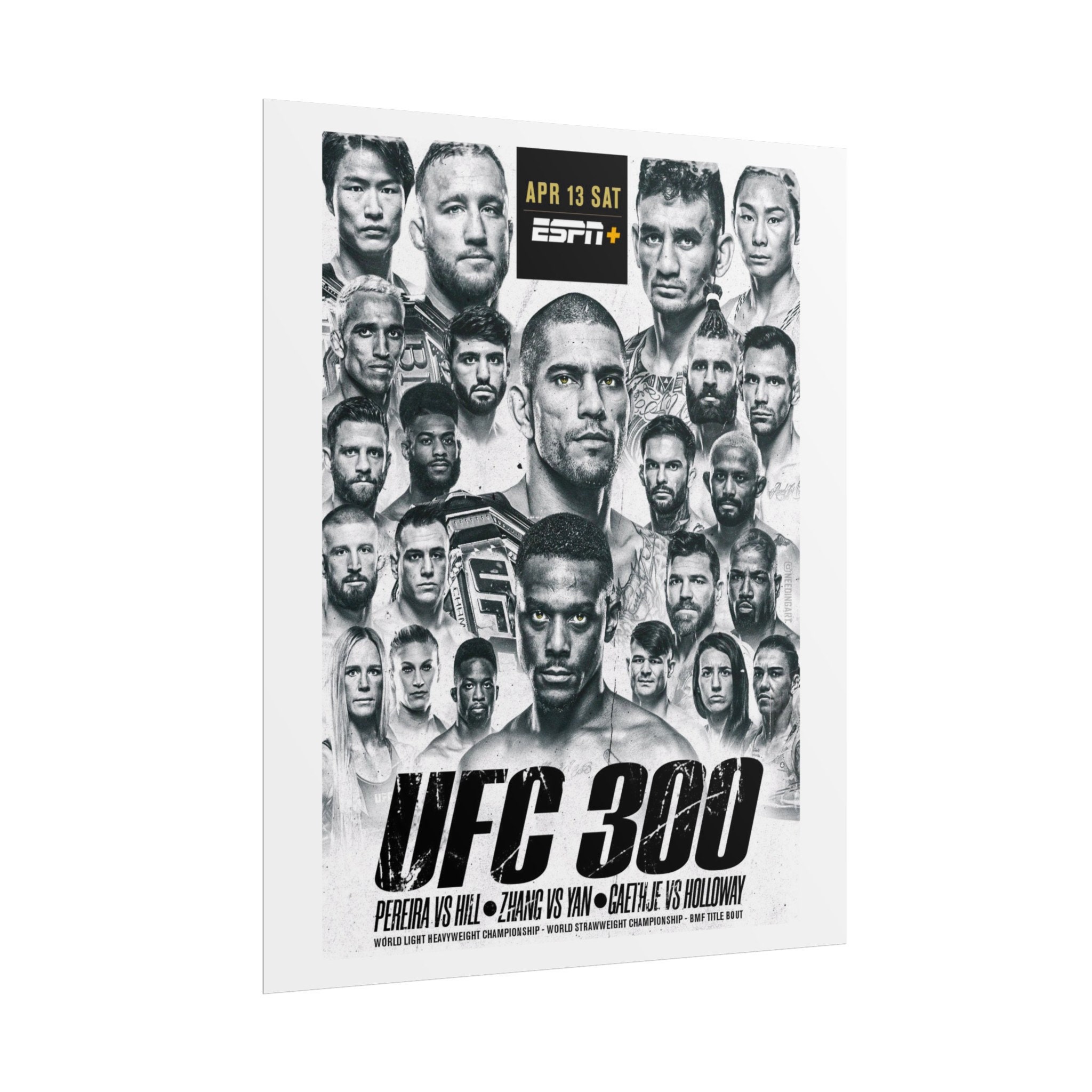 UFC 300 Poster Limited Edition Custom Pereira Hill Gaethje Holloway ...