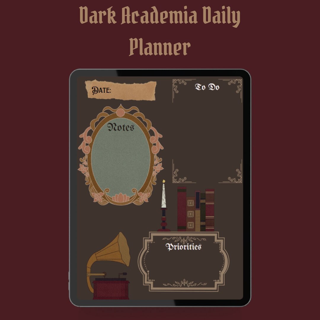 Dark Academia Digital Daily Planner - Etsy