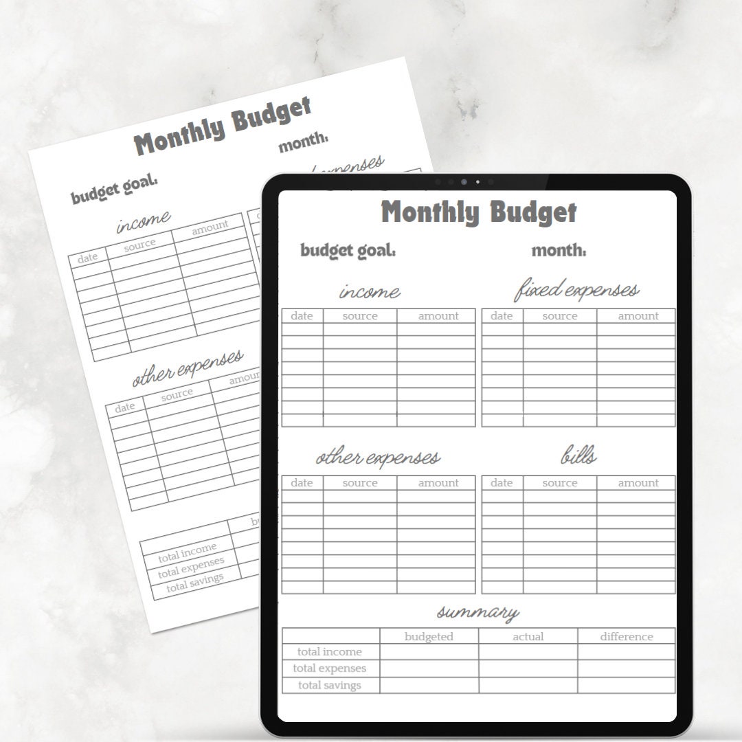 Printable Monthly Budget Planner Page Finance Tracker Budget Organizer ...