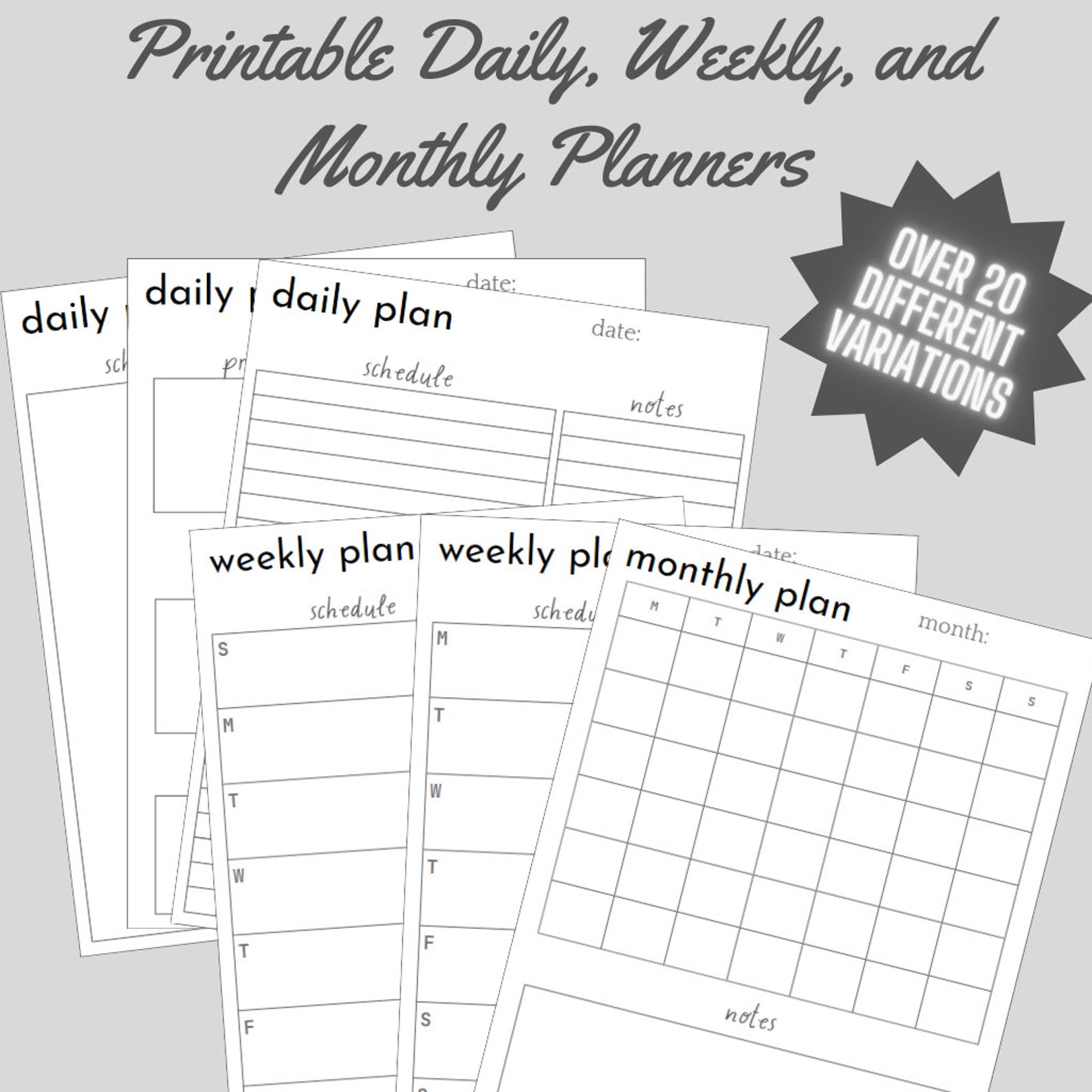 Printable Minimalist Simple Planner Pack Simple Daily, Weekly, Monthly ...
