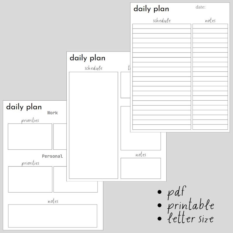 Printable Minimalist Simple Planner Pack | Simple Daily, Weekly ...