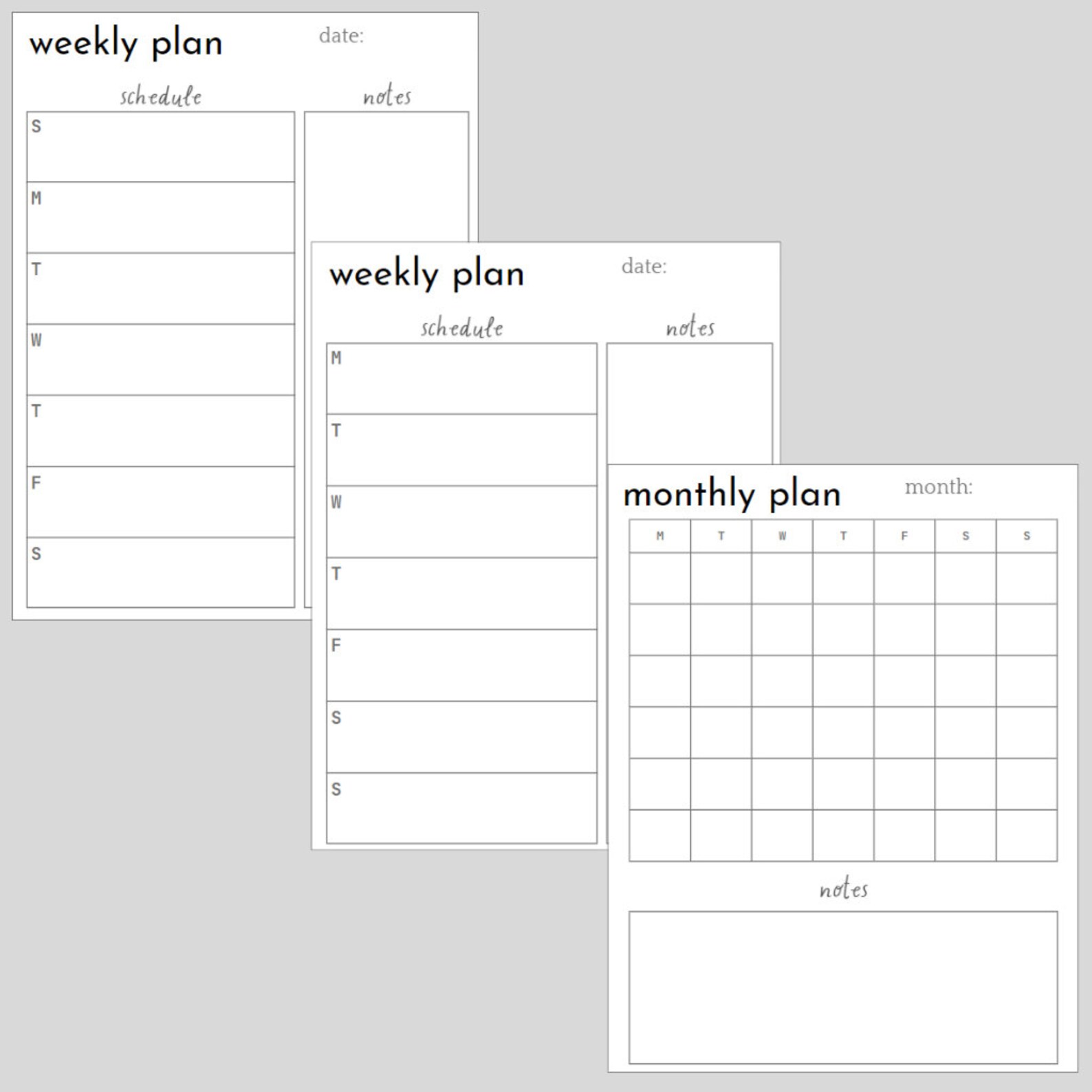 Printable Minimalist Simple Planner Pack Simple Daily, Weekly, Monthly ...