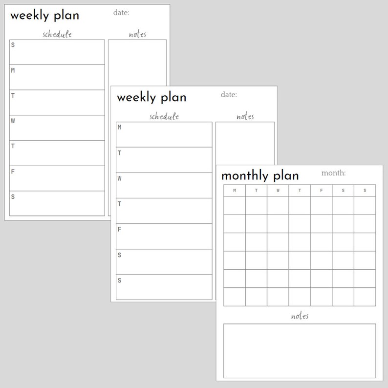 Printable Minimalist Simple Planner Pack Simple Daily, Weekly, Monthly ...