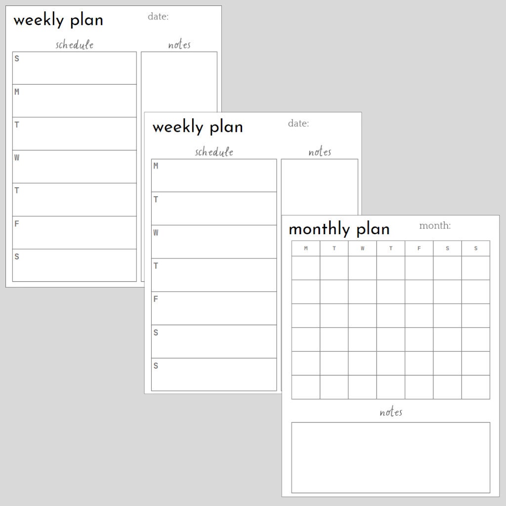Printable Minimalist Simple Planner Pack Simple Daily, Weekly, Monthly ...