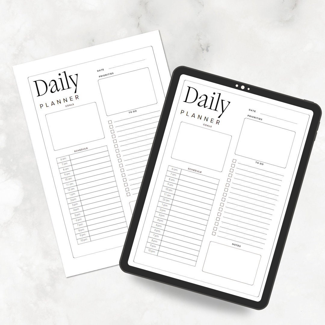 Printable Daily Planner Digital Daily Productivity Planner Organizer ...