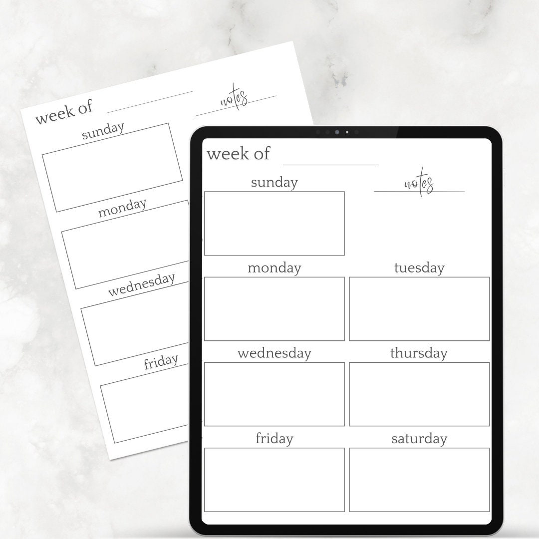 Printable Simple Minimalist Weekly Planner | Undated Digital Weekly ...