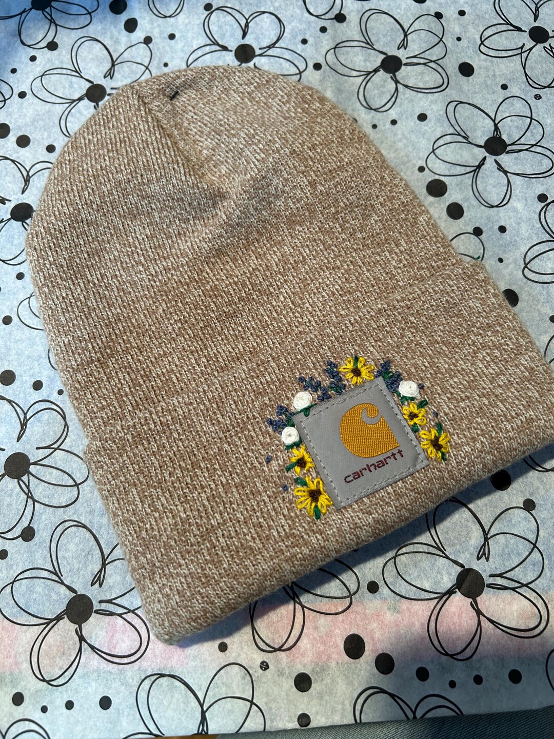Ready to Ship Hand Embroidered Logo Knit Hat Women Knit Beanie ...