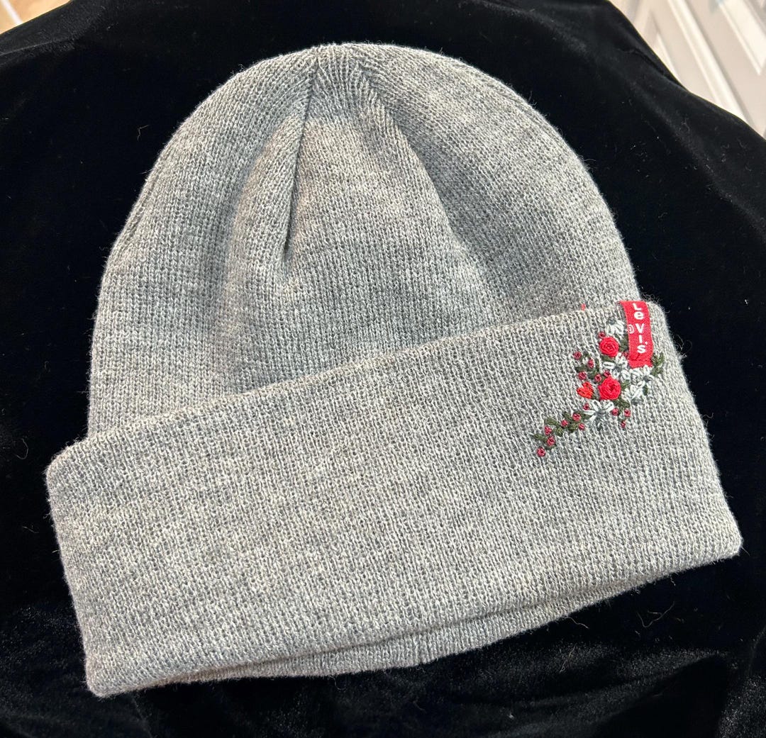 Woman Hand Embroidered Beanie Logo Hand Embroidered Knit Hat Beanie ...