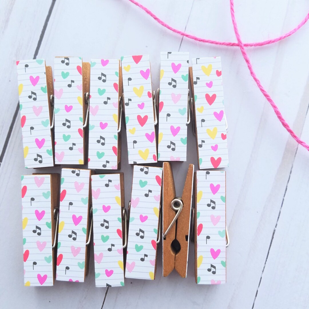 Sheet Music Musical Notes Photo Clothesline, Mini Clothespin Clips ...