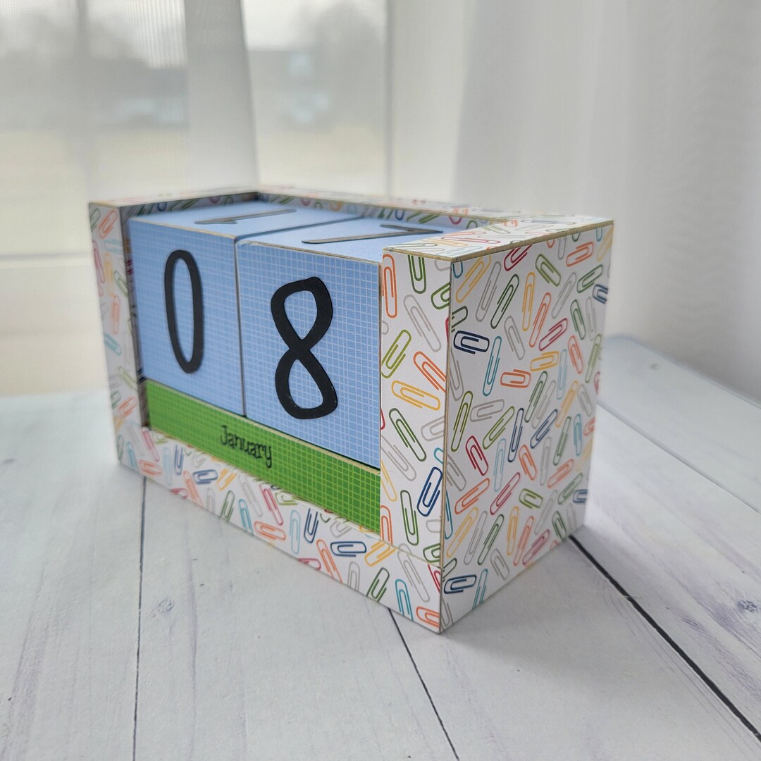 Handmade Perpetual Wooden Block Desk Calendar - Paperclips Office ...