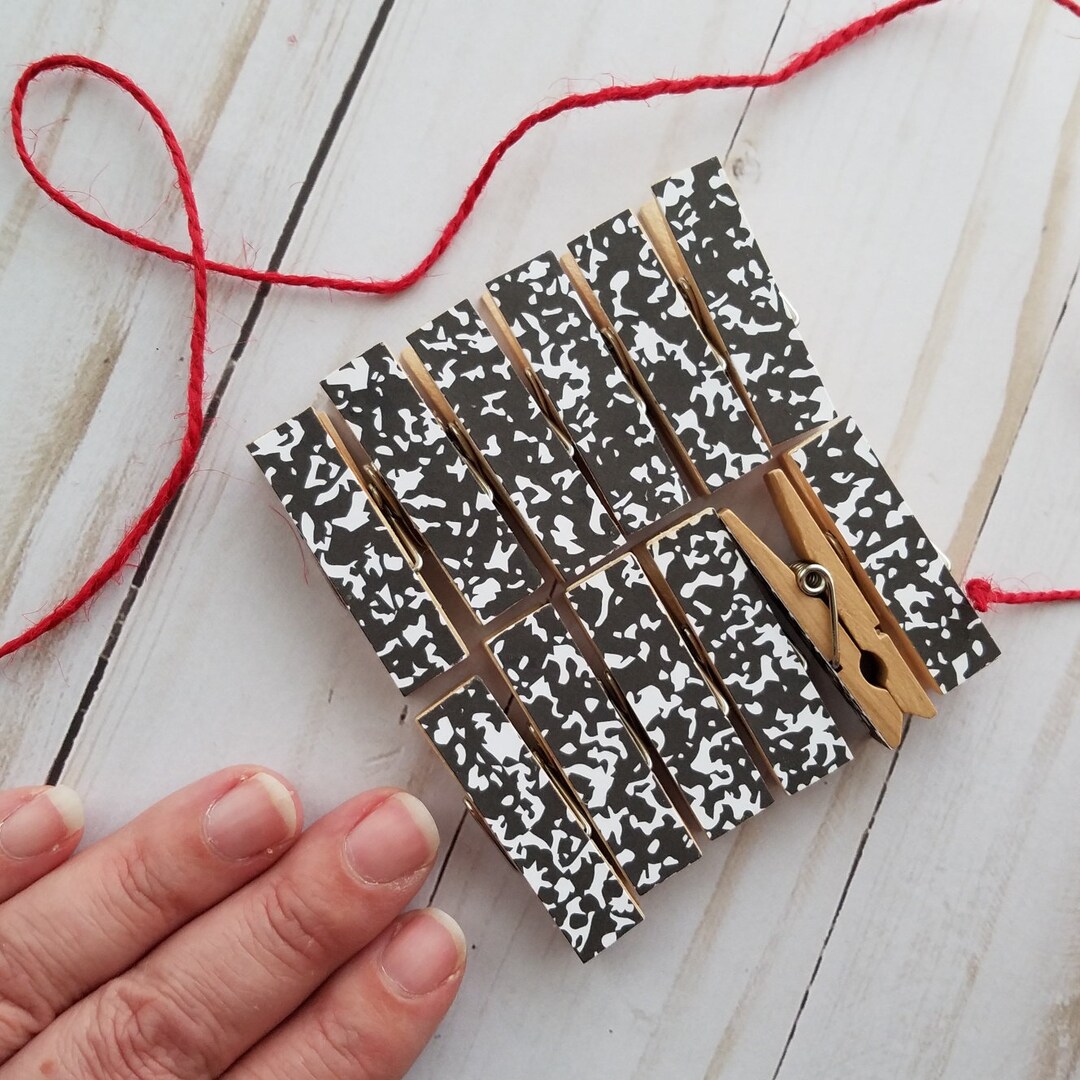 Clothesline Clips W Twine for Display, Black Composition Notebook ...