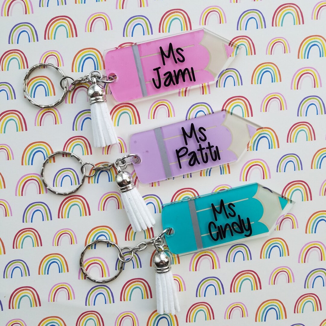 Personalized Colored Pencil Keychain, Colored Pencil, Teacher Gift, Art ...