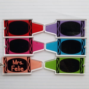 Personalized Teacher Name Acrylic Crayon Keychain with Tassel | Etsy