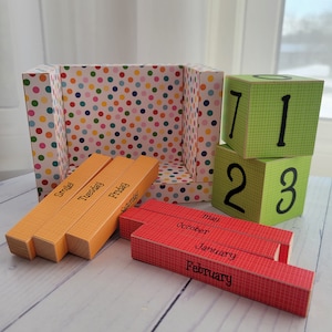 Wooden Perpetual Block Calendar, Month and Day Desk Calendar, Tutti ...