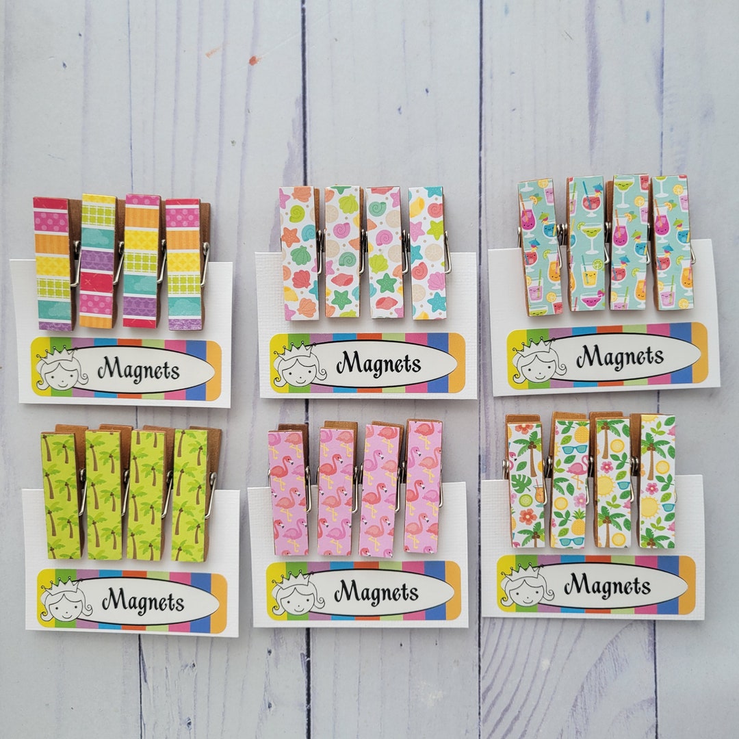 Mini Clothespin Strong Magnets, Set of 4, Happy Summer Vibes Vacation ...