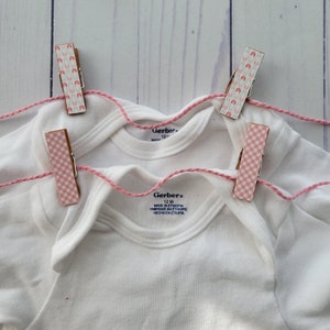 Girl Baby First Baby Shower - Pink Diaper Pins and Gingham Chunky ...