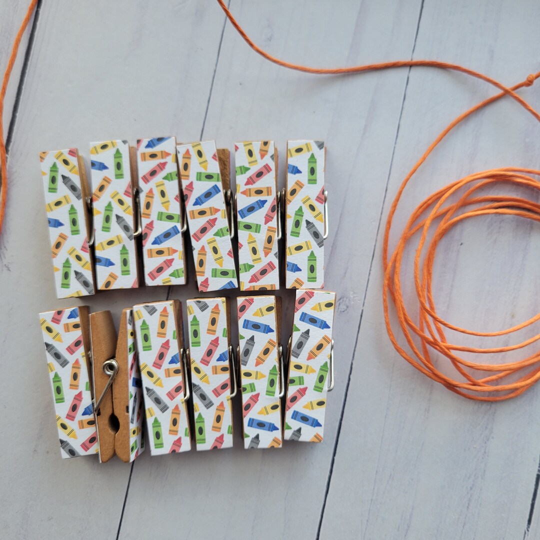 Great Teacher Gift, Clothesline Clothespins W Twine for Artwork Display ...