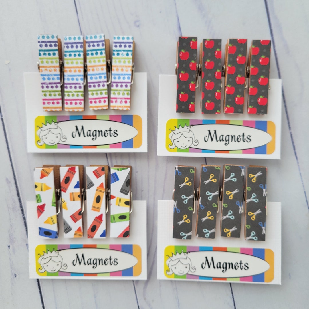 Mini Clothespin Strong Magnets, Set of 4, Back to School Fun, Teacher ...
