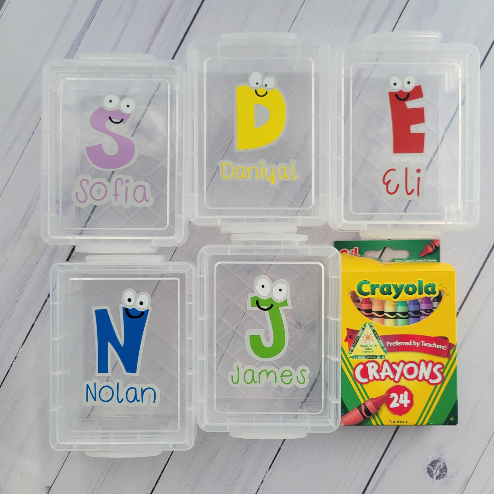 Personalized Student Name Clear Crayon Box Holder School | Etsy