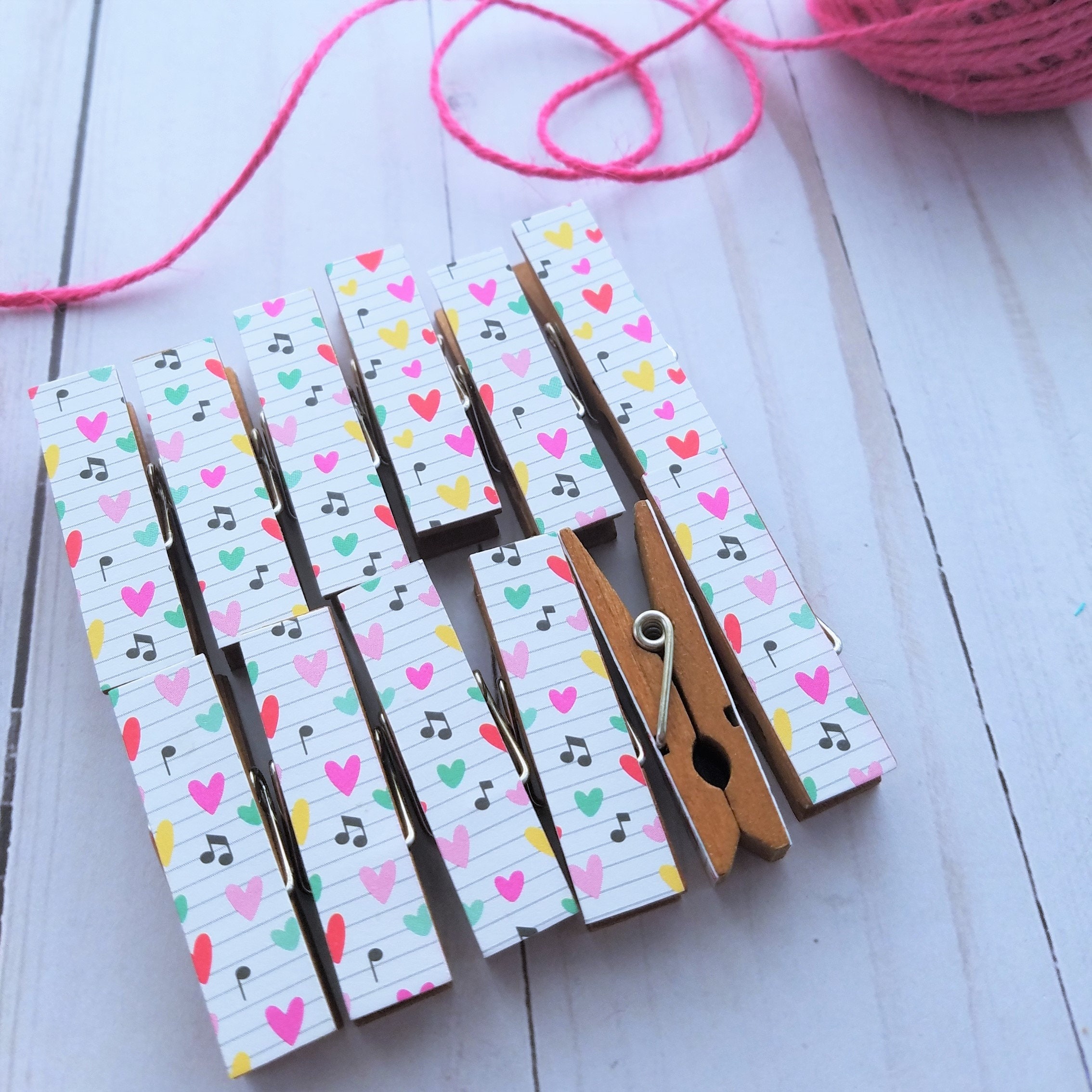 Sheet Music Musical Notes Photo Clothesline, Mini Clothespin Clips ...
