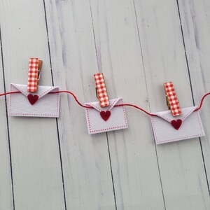 Mini Clothespins Garland, Valentine Love Notes, Red Check Gingham Plaid ...