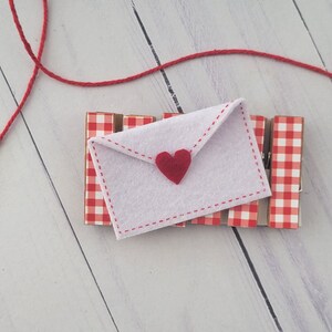 Mini Clothespins Garland, Valentine Love Notes, Red Check Gingham Plaid ...