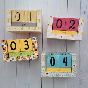Perpetual Wooden Block Calendar Wood Desk Decor Sweet Honey Bees on ...