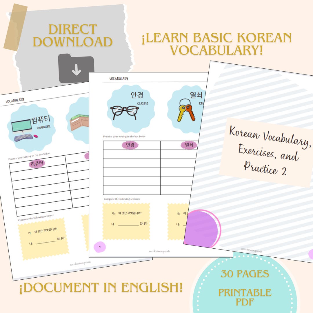 Korean Basic Vocabulary Learning and Practice Book 2 - Etsy