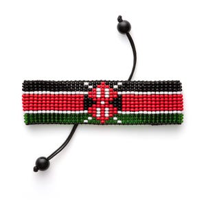 Handmade Adjustable Kenya Flag Beaded Bracelet - Show Your Pride - Etsy