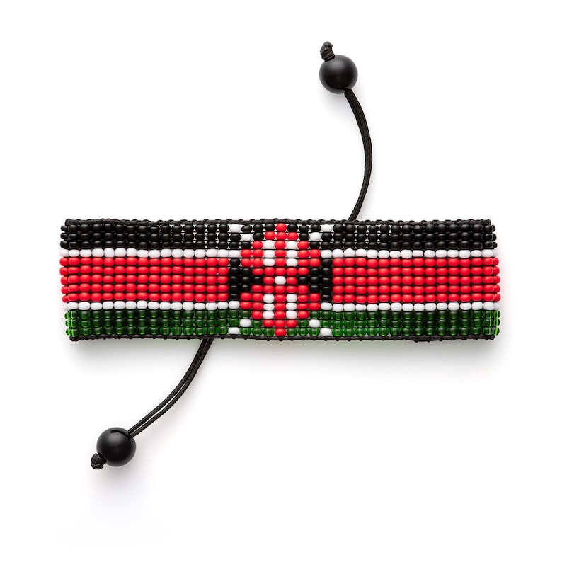 Handmade Adjustable Kenya Flag Beaded Bracelet - Show Your Pride - Etsy