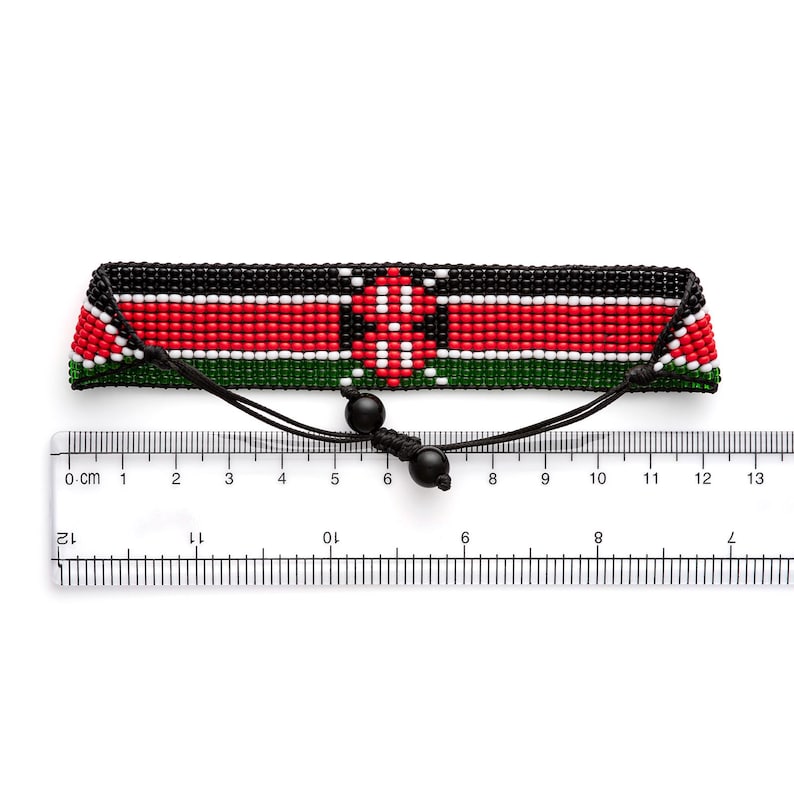 Handmade Adjustable Kenya Flag Beaded Bracelet - Show Your Pride - Etsy