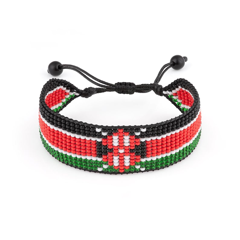Handmade Adjustable Kenya Flag Beaded Bracelet - Show Your Pride - Etsy