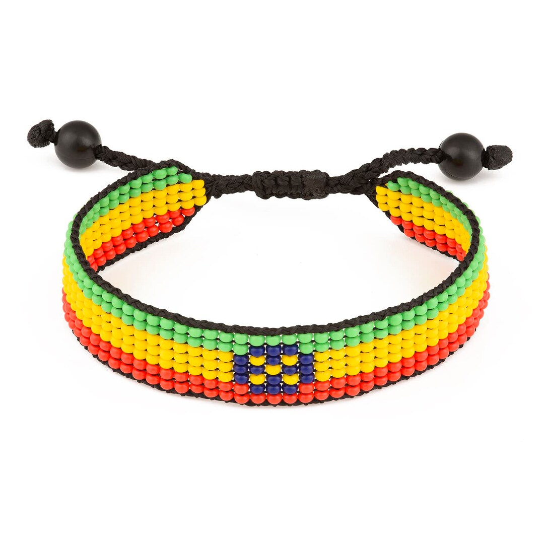 Handmade Beaded Flag Bracelet: Adjustable Boho Wrist Wrap - Etsy