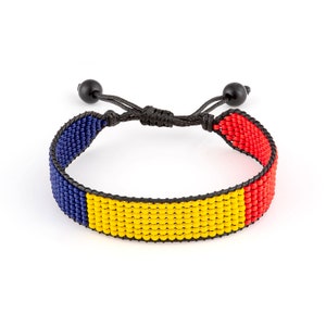 Handmade Romania Flag Beaded Bracelet: Adjustable Boho Rope Design - Etsy