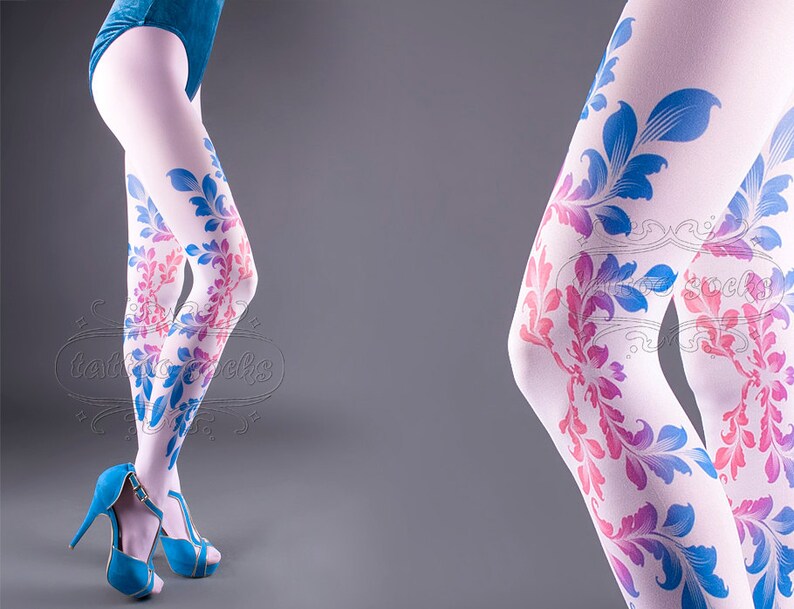 NEW Light Pink One Size Fey Full Length Printed Tights Closed Toe ...
