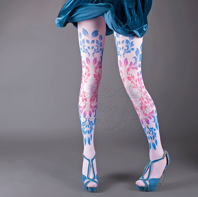 NEW Light Pink One Size Fey Full Length Printed Tights Closed Toe ...